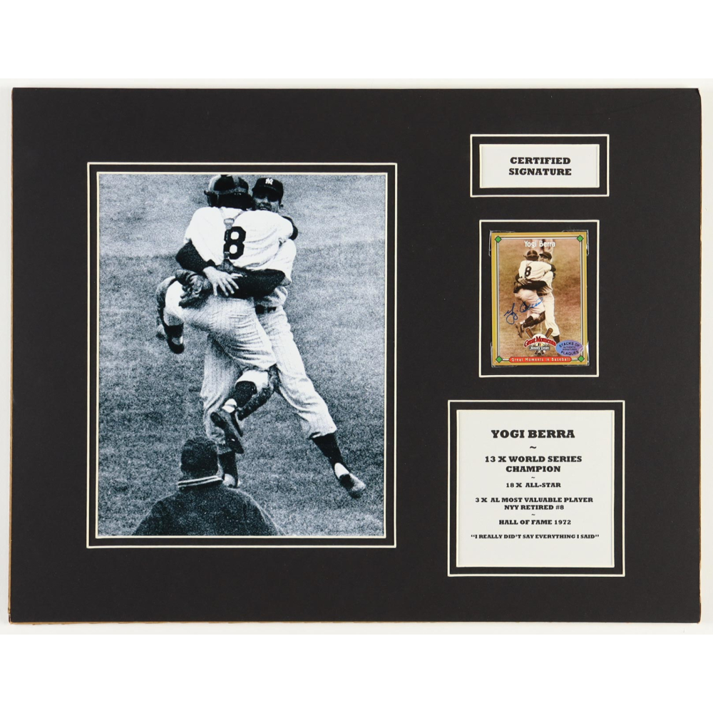 Yogi Berra Signed Yankees Custom Matted Trading Card Display (Stacks of ...