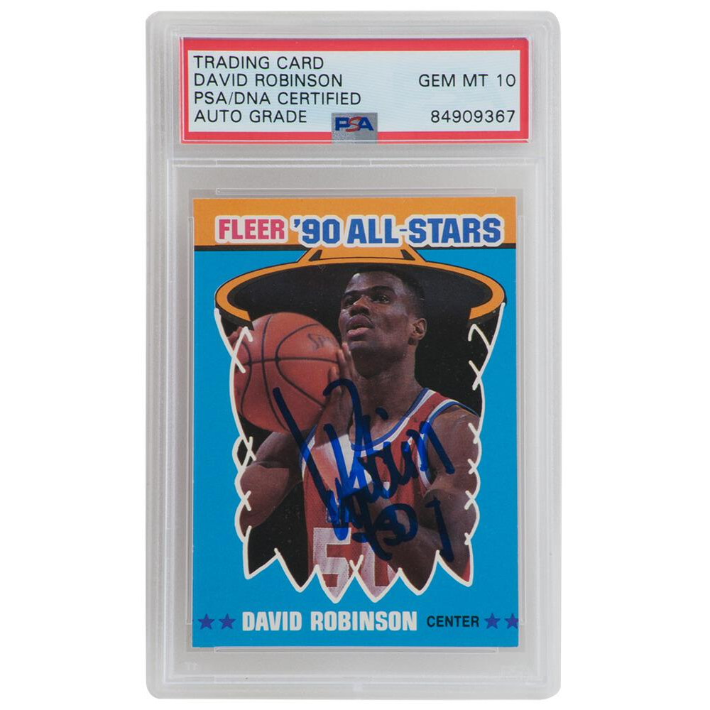 David Robinson Signed 1990-91 Fleer All-Star Sticker Card #10 (PSA ...