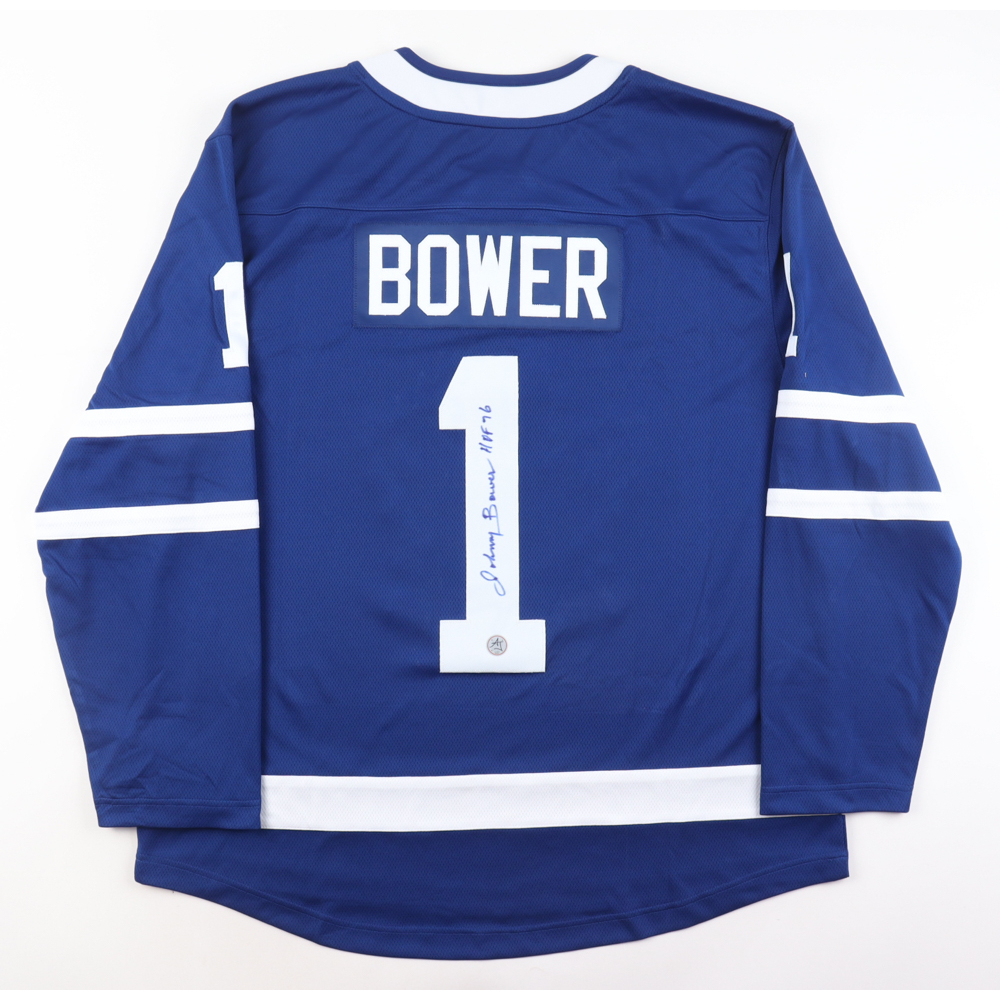 Johnny Bower Signed Maples Leafs Jersey Inscribed "HOF 76" (AJ Sports ...