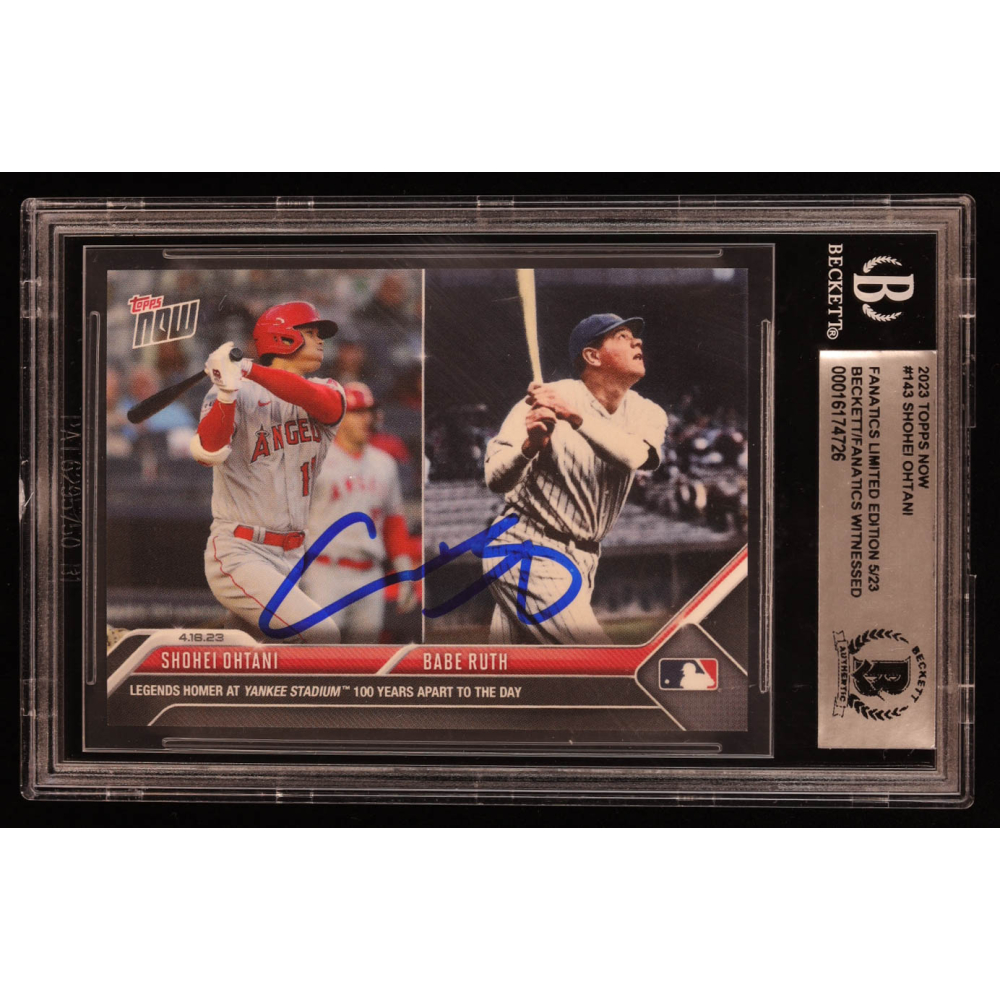 Shohei Ohtani Signed LE 2023 Topps Now #143 Shohei Ohtani / Babe Ruth ...