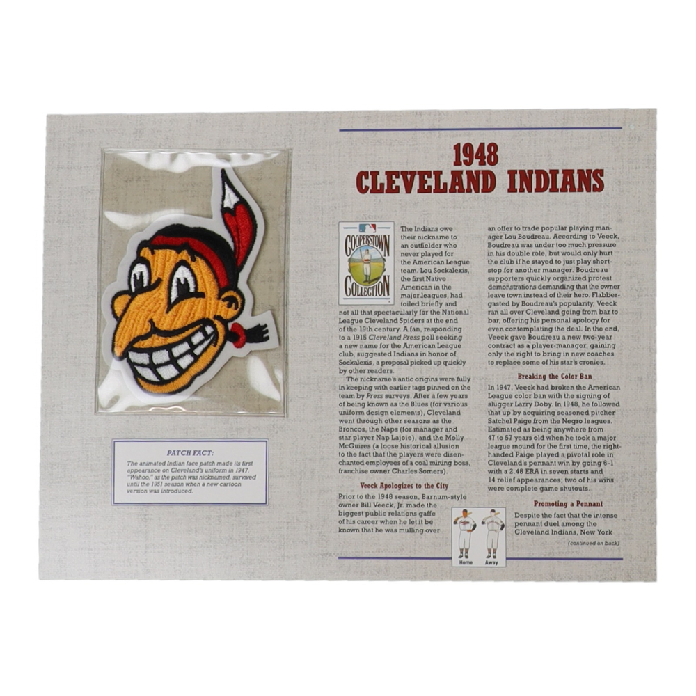 1948 Cleveland Indians Retired Chief Wahoo Cloth Uniform Shoulder Patch ...