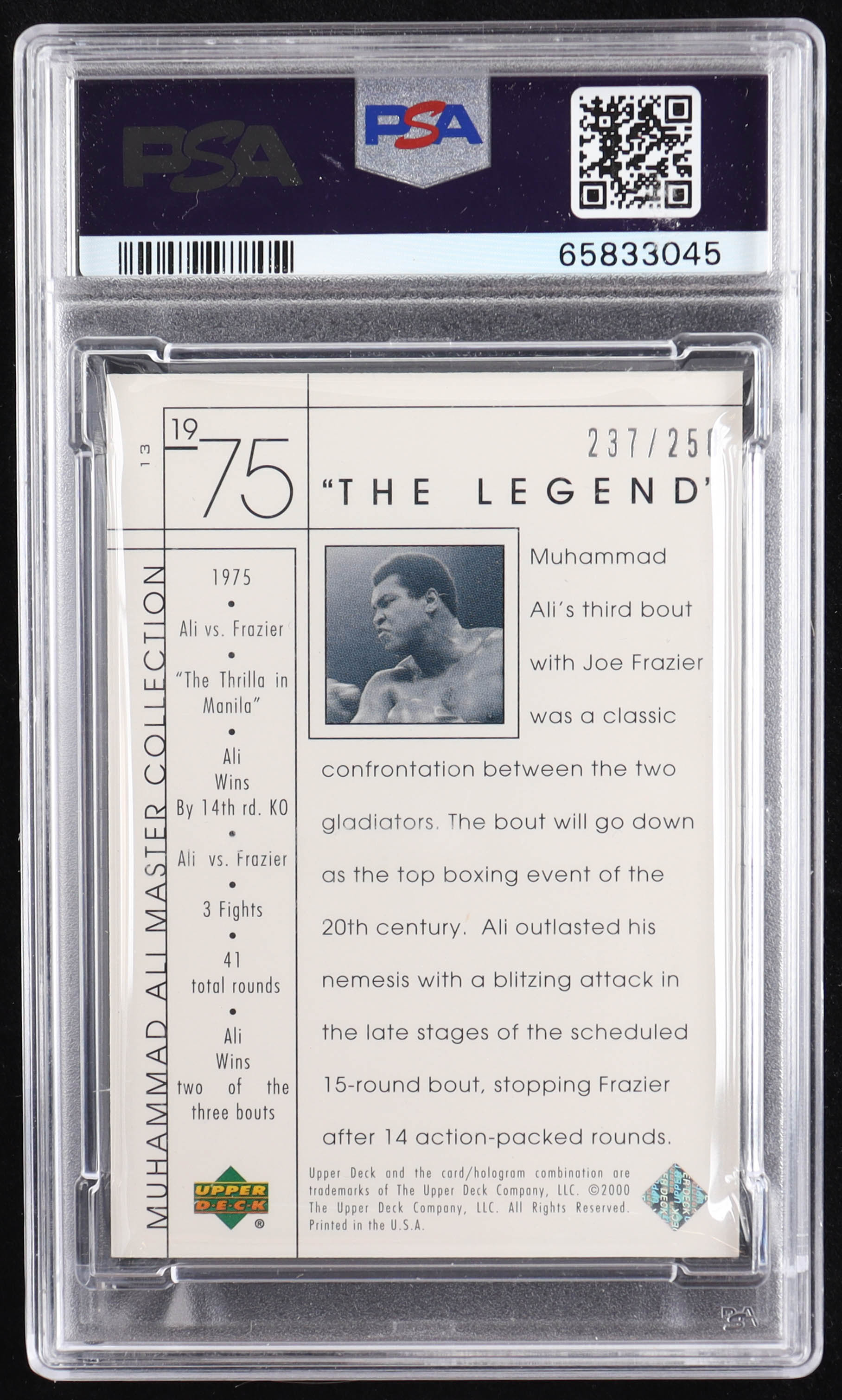 Muhammad Ali 2000 Upper Deck Muhammad Ali Master Collection #13 #237/ ...