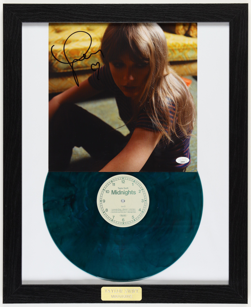 Taylor Swift Signed Custom Framed "Midnights" Vinyl Album Insert ...