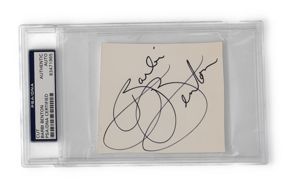 Barbi Benton Signed Index Card (PSA) | Pristine Auction