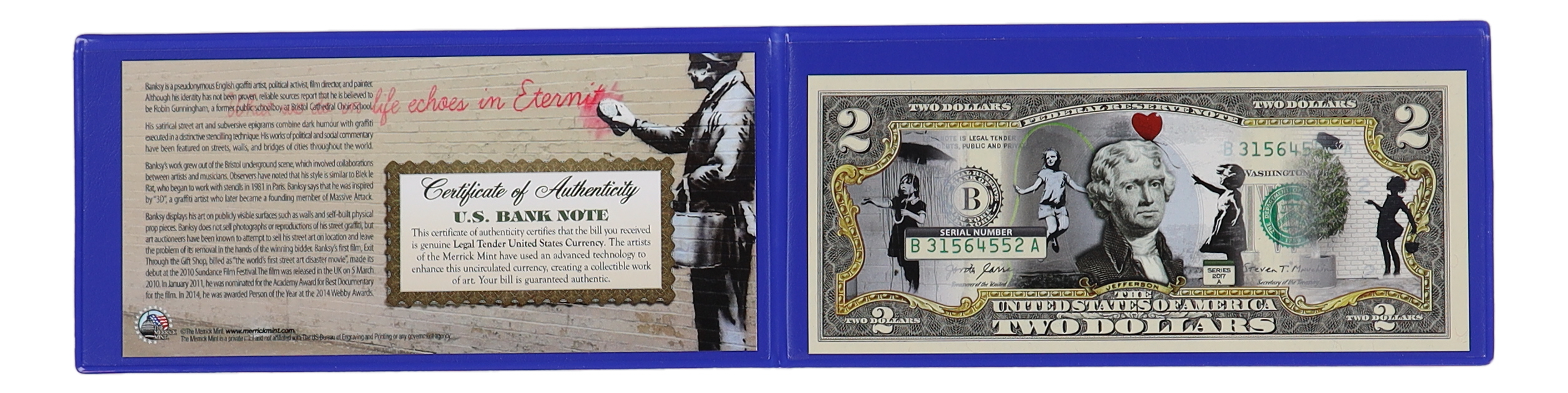 Banksy Girls Genuine Legal Tender Colorized U.S. $2.00 Two Dollar Bill ...