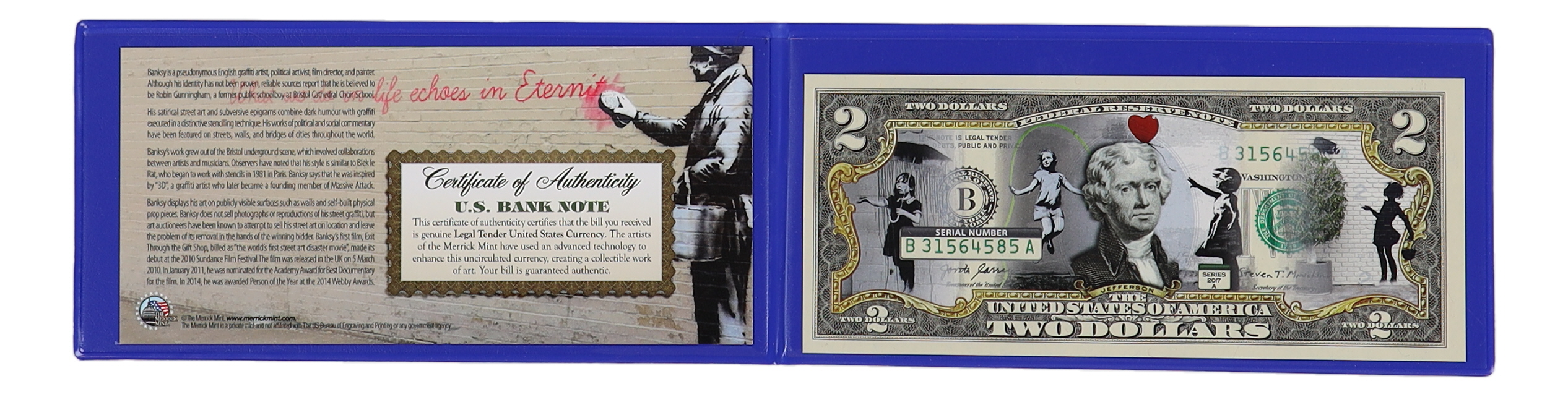 Banksy "Posting Signs" Genuine Legal Tender Colorized U.S. $2.00 Two ...