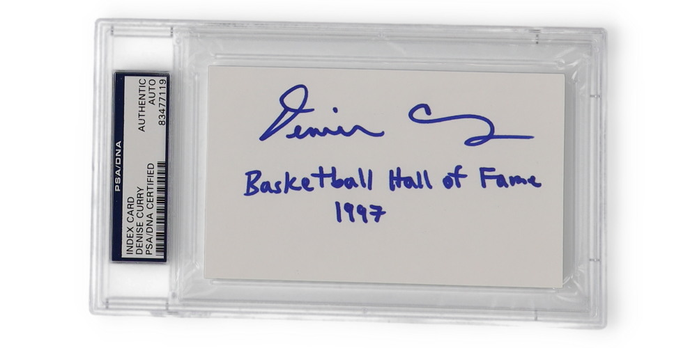 Denise Curry Signed Index Card Inscribed "Basketball Hall of Fame 1997 ...