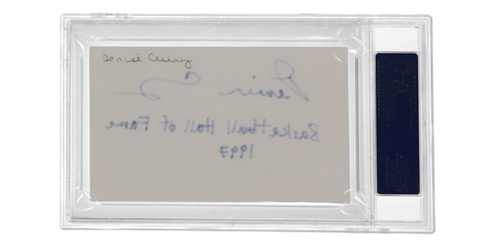 Denise Curry Signed Index Card Inscribed "Basketball Hall of Fame 1997 ...