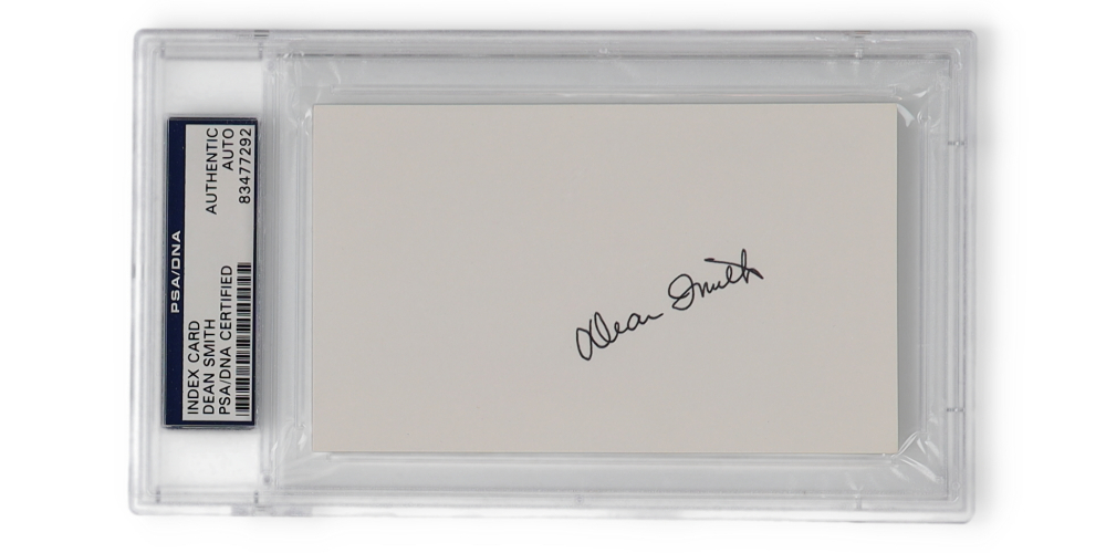 Dean Smith Signed Index Card (PSA) | Pristine Auction