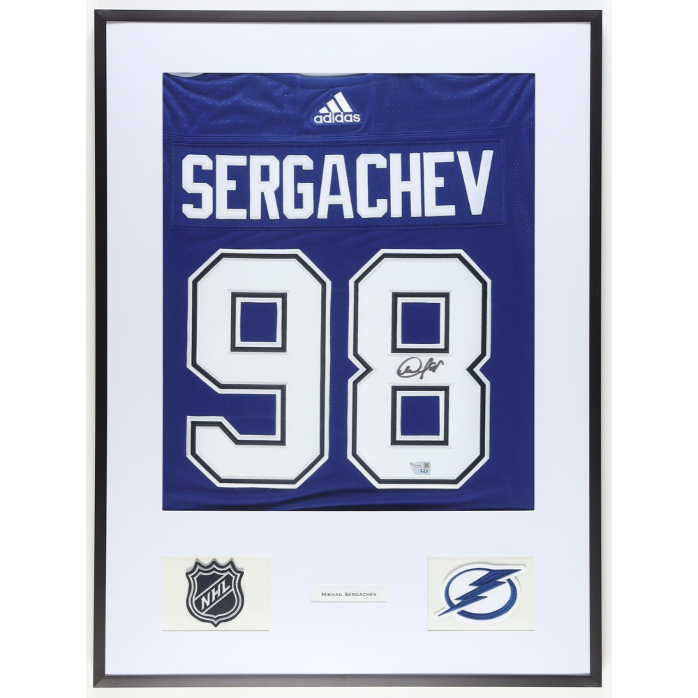 Mikhail Sergachev Signed Custom Framed Adidas Jersey Display With NHL ...