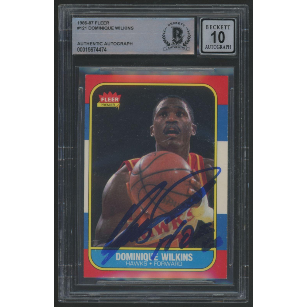 Dominique Wilkins Signed 1986-87 Fleer #121 RC (BGS | Autograph Graded ...
