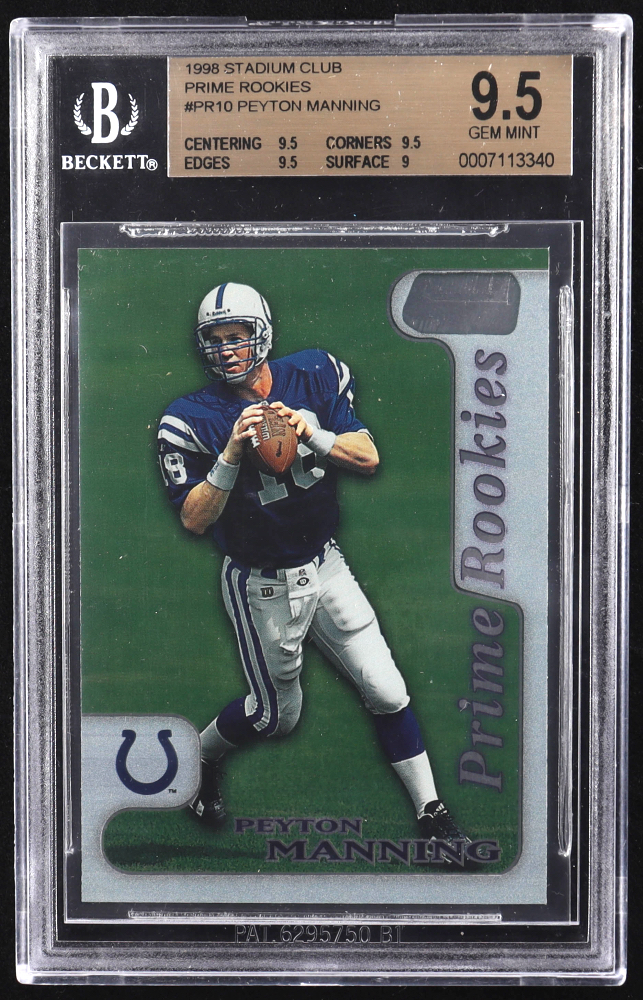 Peyton Manning 1998 Stadium Club Prime Rookies #PR10 RC (BGS 9.5 ...