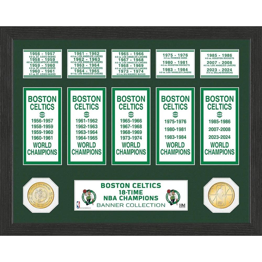 Celtics LE "18-Time World Champs" Banner Collection Custom Framed with ...