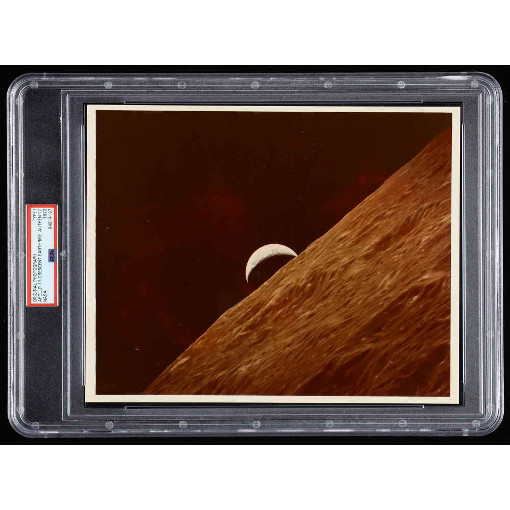 Original NASA Apollo 17 "Crescent Earthrise" 8x10 PSA Type I Photo (PSA ...