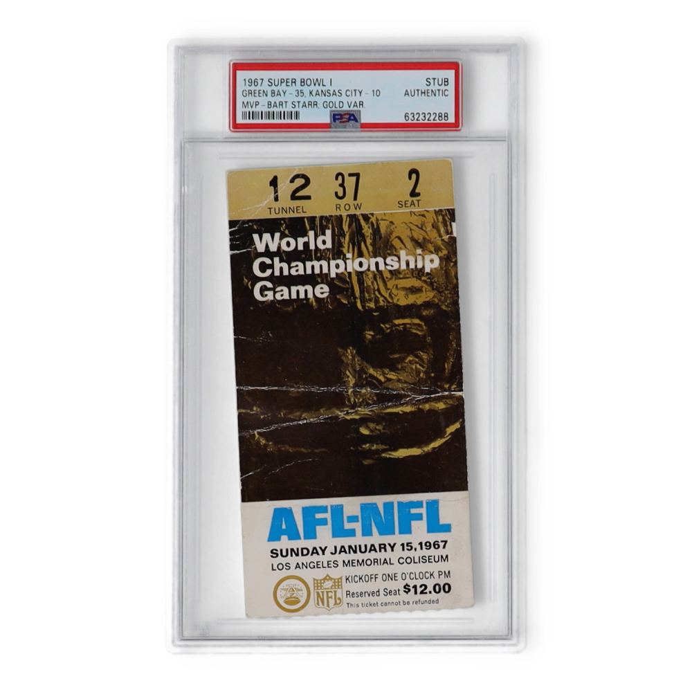 Bart Starr Super Bowl MVP | 1967 Super Bowl I Ticket Stub (PSA ...