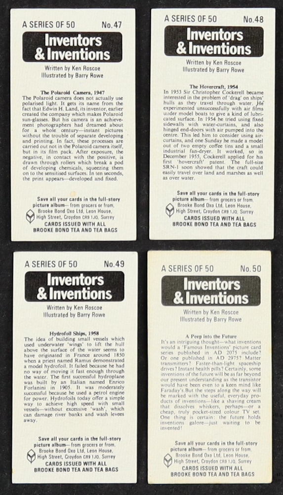 1975 Brooke Bond "Inventors & Inventions" Complete Set of (50) Tea Set ...