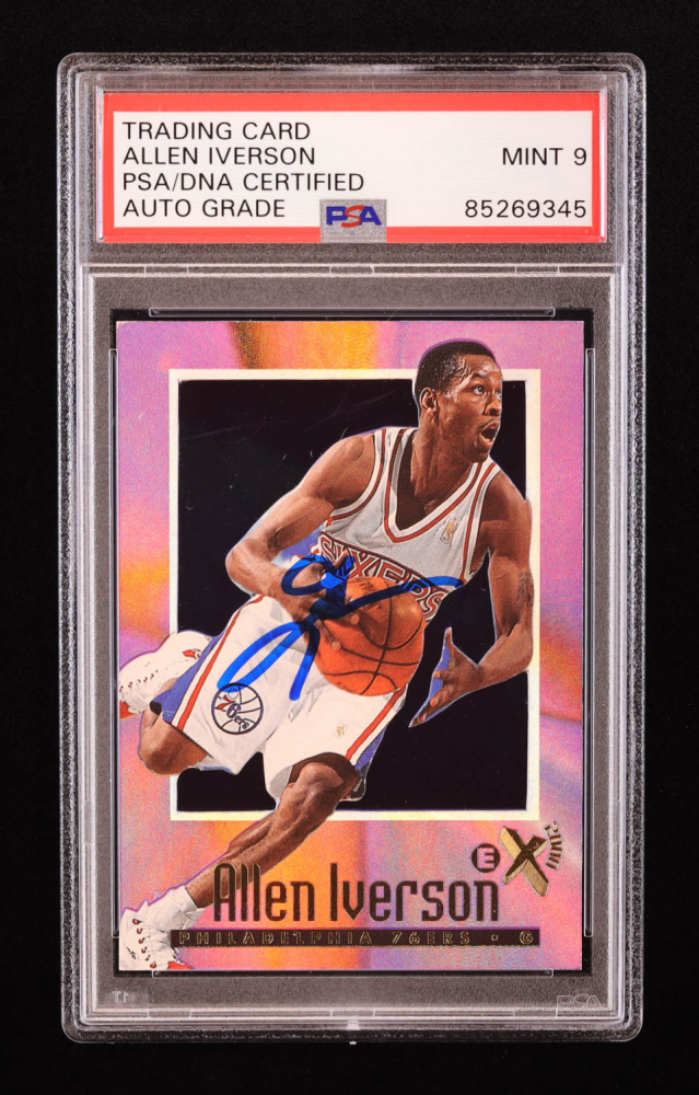 Allen Iverson Signed 1996-97 E-X2000 #53 RC (PSA | Autograph Graded PSA ...