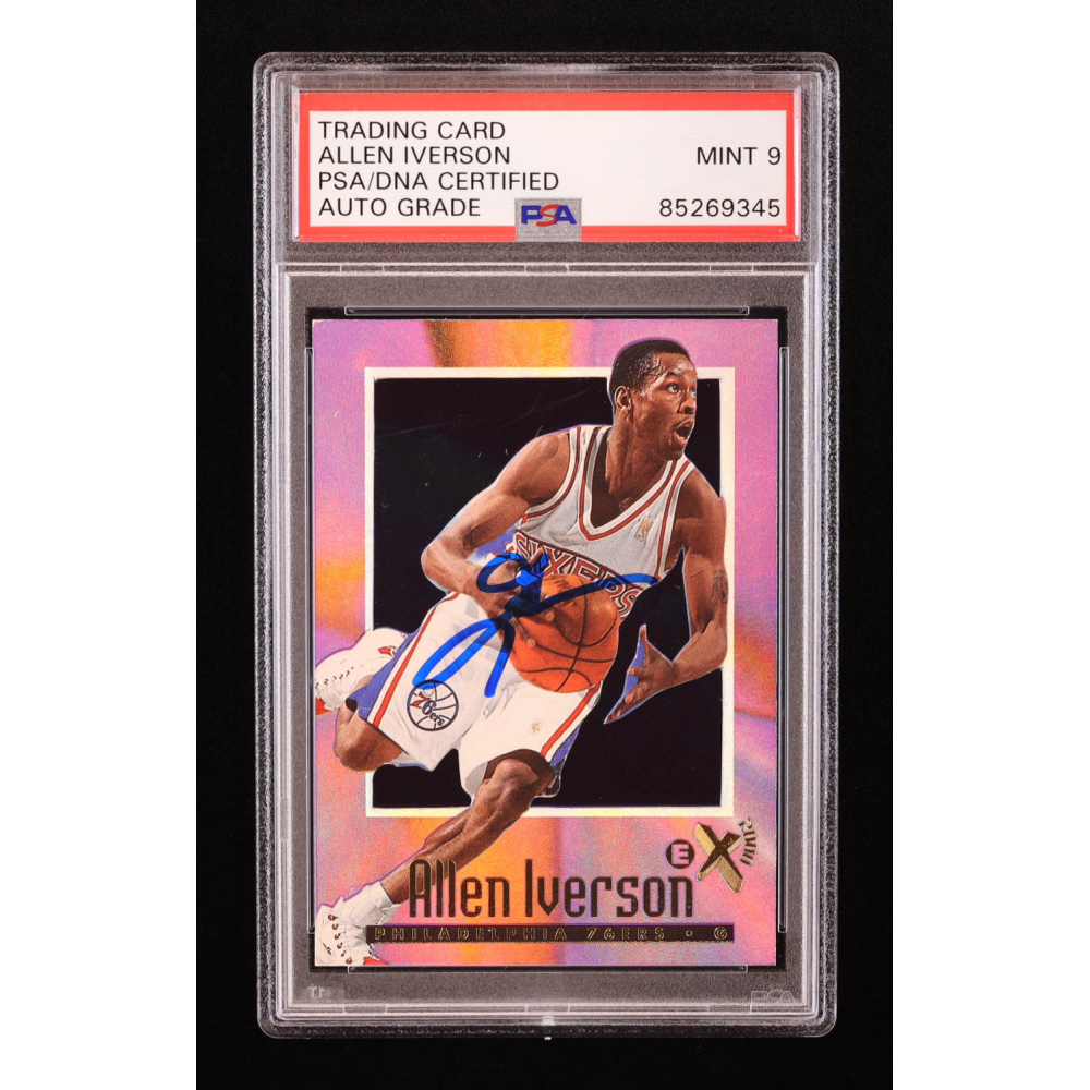 Allen Iverson Signed 1996-97 E-X2000 #53 RC (PSA | Autograph Graded PSA ...