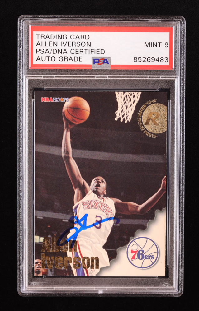 Allen Iverson Signed 1996-97 Hoops #295 RC (PSA | Autograph Graded PSA ...