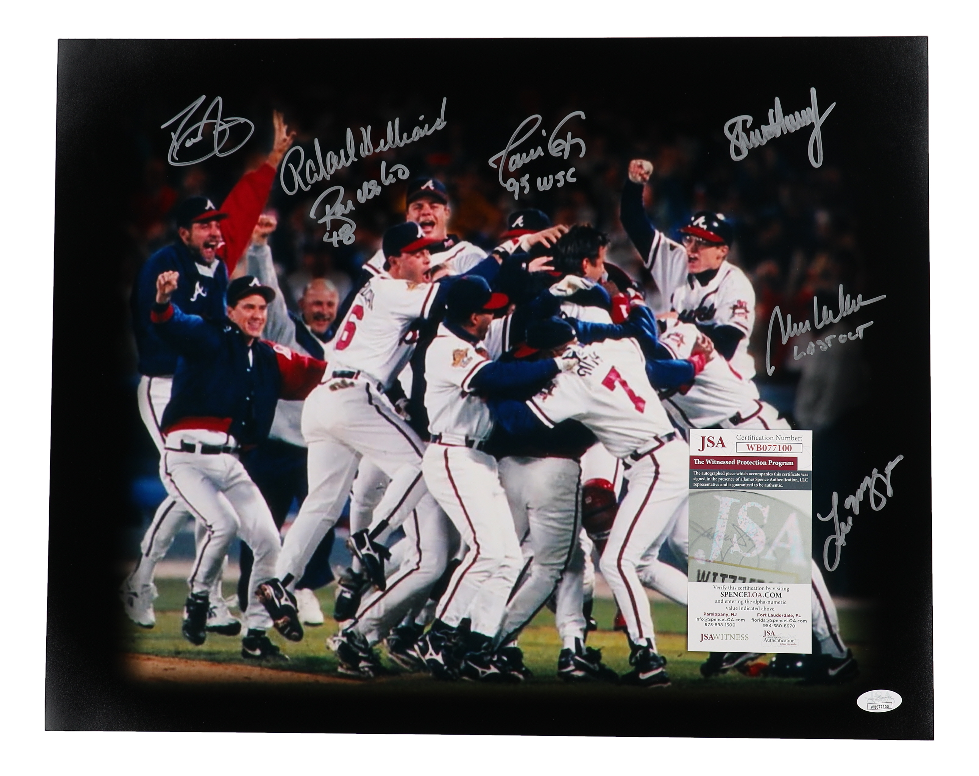 "1995 Champions" Braves 16x20 Photo Signed by (7) with Dave Justice ...