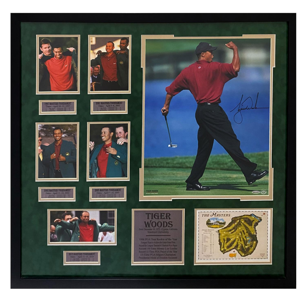 Tiger Woods Signed "Fist Pump" Custom Framed Photo Display (UDA ...