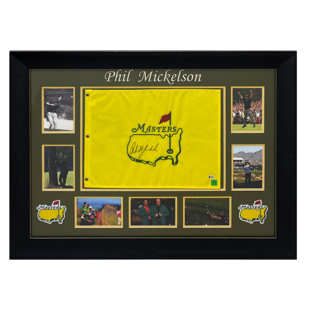 Phil Mickelson Signed Masters Custom Framed Flag Display (Beckett ...