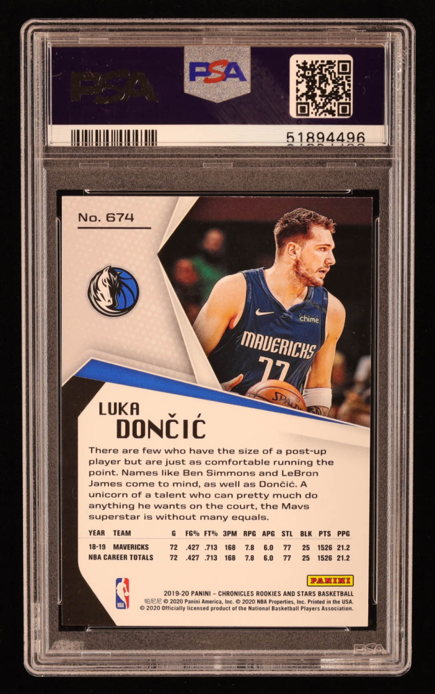 Luka Doncic 2019-20 Panini Chronicles #674 / Rookies and Stars (PSA 9 ...