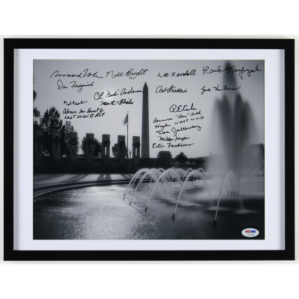 World War II Memorial Custom Framed Photo Display Signed By (16) With ...