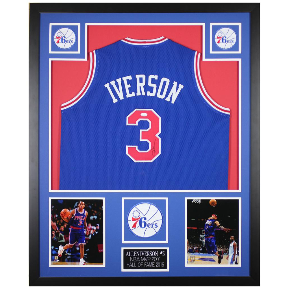 Allen Iverson Signed Custom Framed Jersey Display (JSA) | Pristine Auction