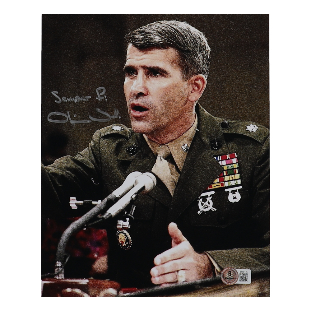 Oliver North Signed 8x10 Photo Inscribed "Semper Fi" (Beckett ...