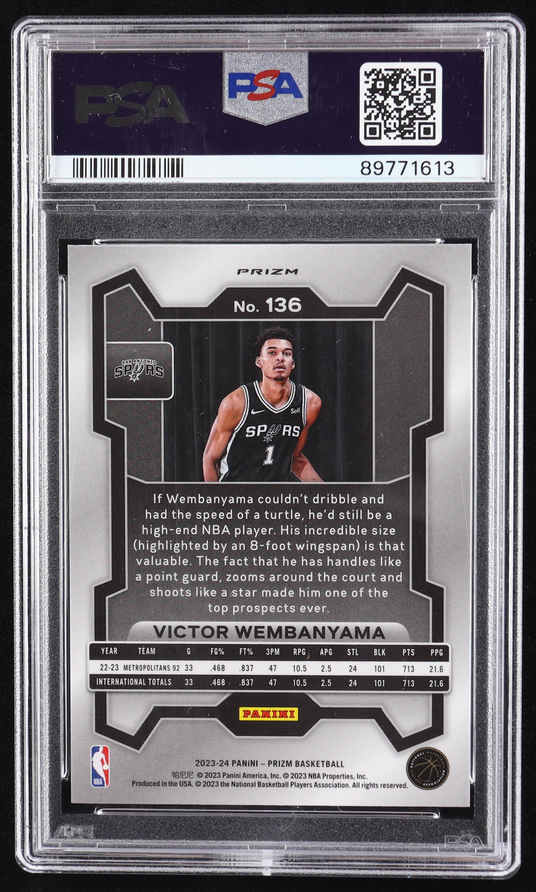 Victor Wembanyama 2023-24 Panini Prizm Prizms Ice #136 RC (PSA 10) | Pristine Auction