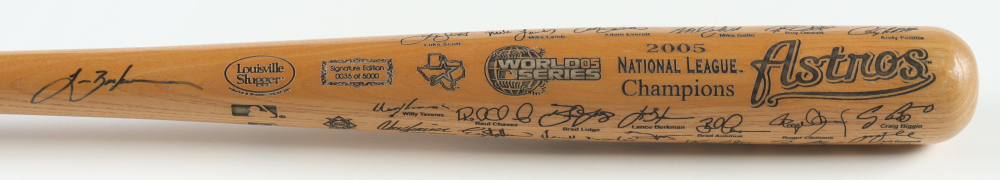 Lance Berkman Signed 2005 Astros World Series Champions Louisville ...
