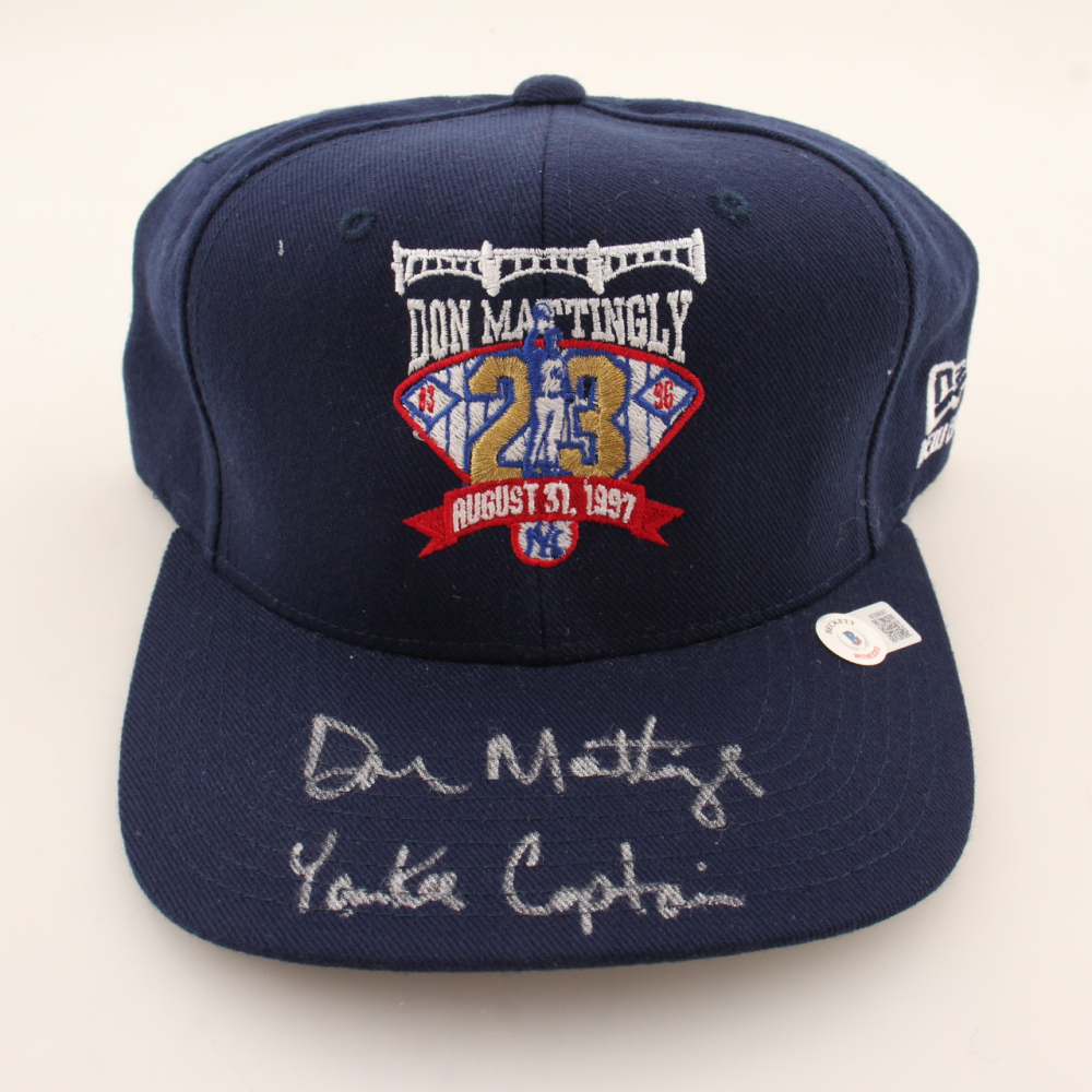 Don Mattingly Signed Yankees Player Number Retirement Logo Adjustable ...