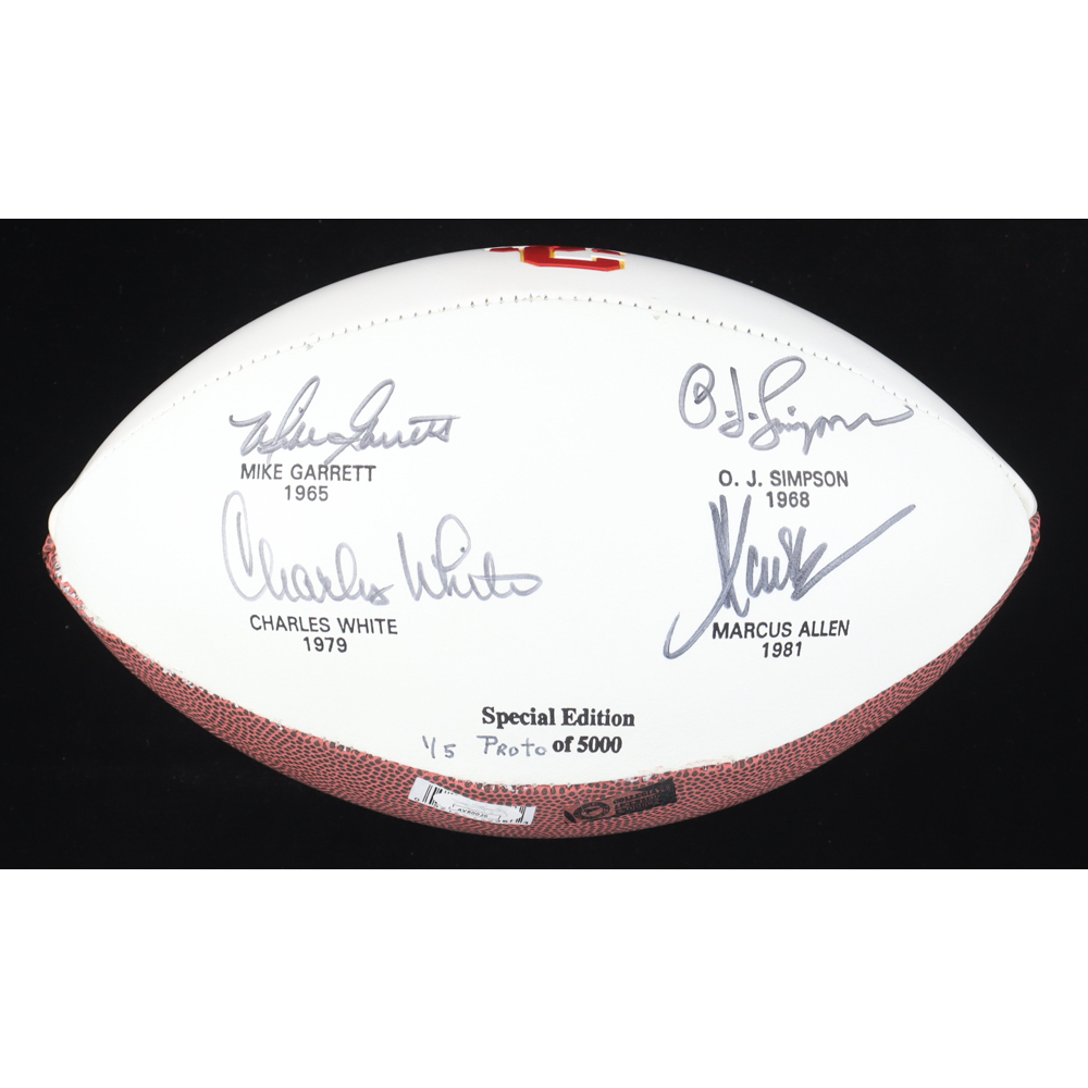 USC Trojans Heisman Trophy Winners LE Football Signed by (4) with O.J ...