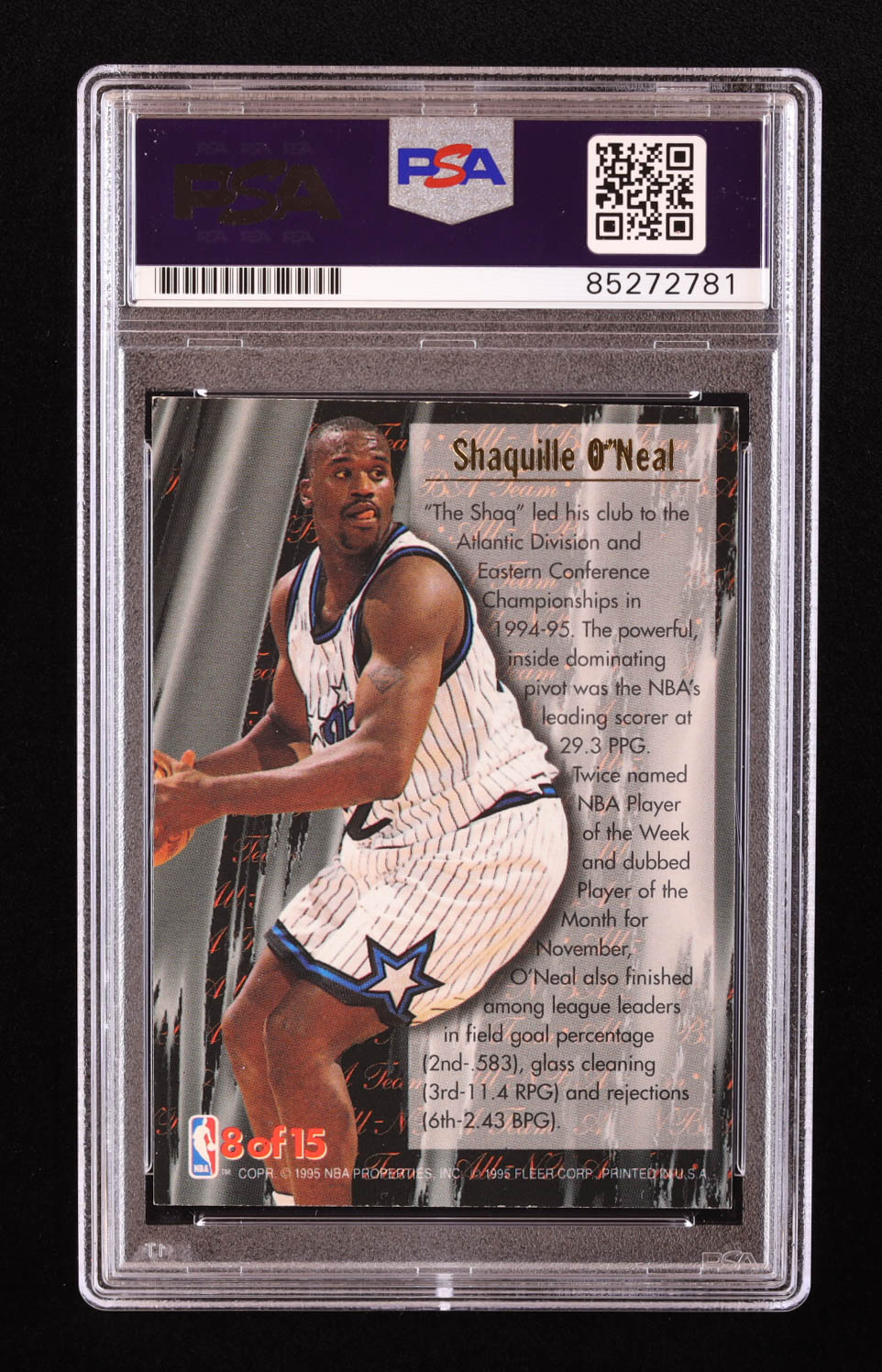 Shaquille O'Neal Signed 1995-96 Ultra All-NBA Gold Medallion #8 (PSA ...