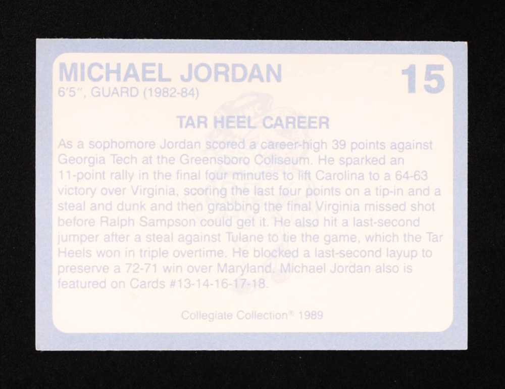 Michael Jordan 1989-90 North Carolina Collegiate Collection #15 ...