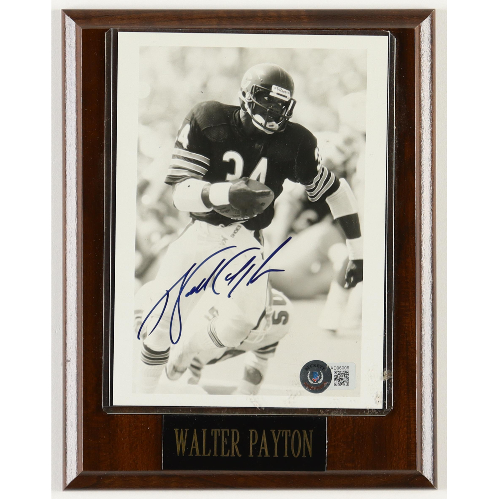 Walter Payton Signed Bears Custom Framed Photo Plaque Display (Beckett ...