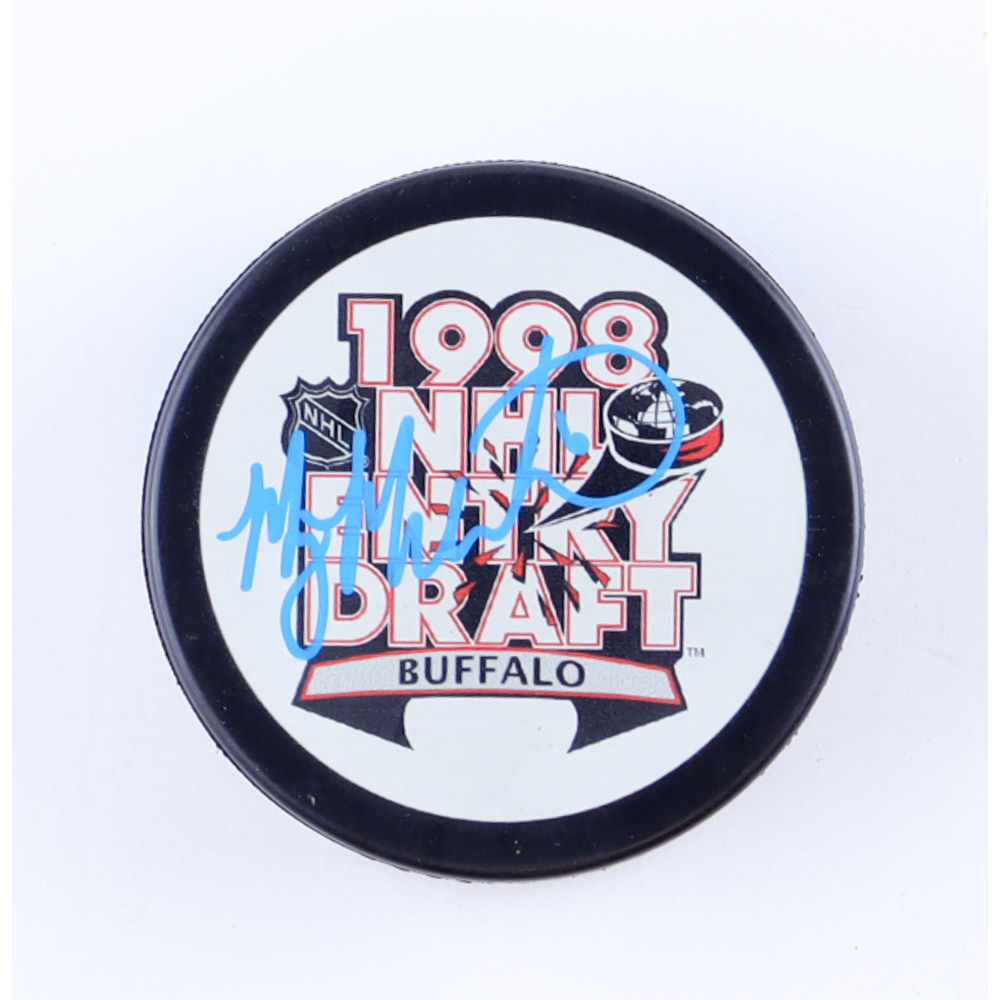 Manny Malhotra Signed 1998 NHL Entry Draft Logo Puck (JSA) | Pristine ...