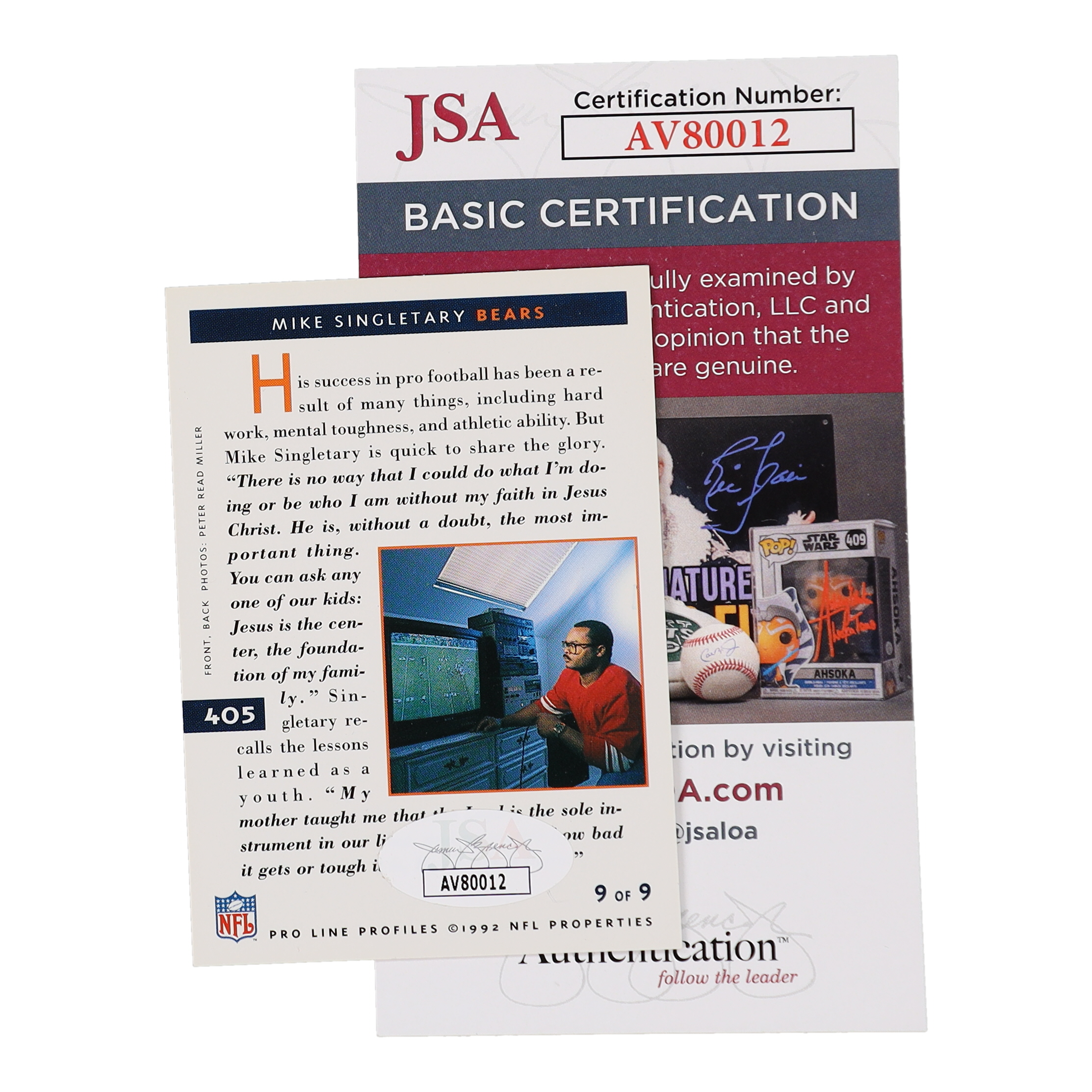 Mike Singletary Signed 1992 Pro Line Profiles #405 (JSA) | Pristine Auction