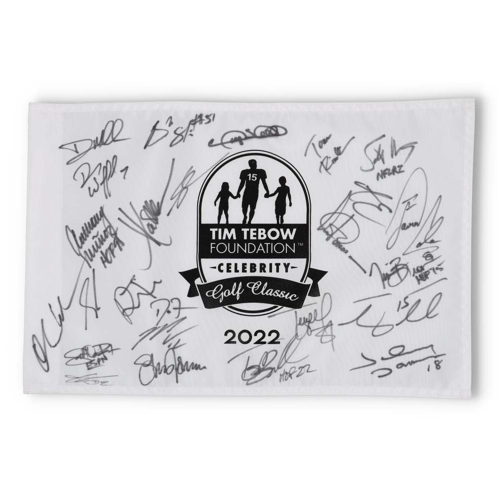 2022 Tim Tebow Foundation Celebrity Golf Classic Pin Flag Signed by (25 ...