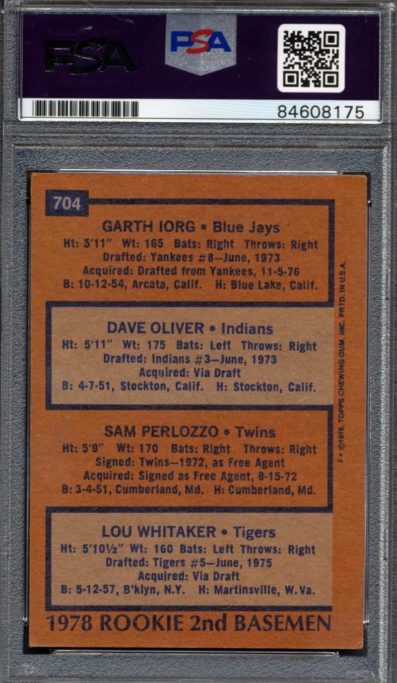 Lou Whitaker Signed Garth Iorg RC / Dave Oliver RC / Sam Perlozzo RC ...