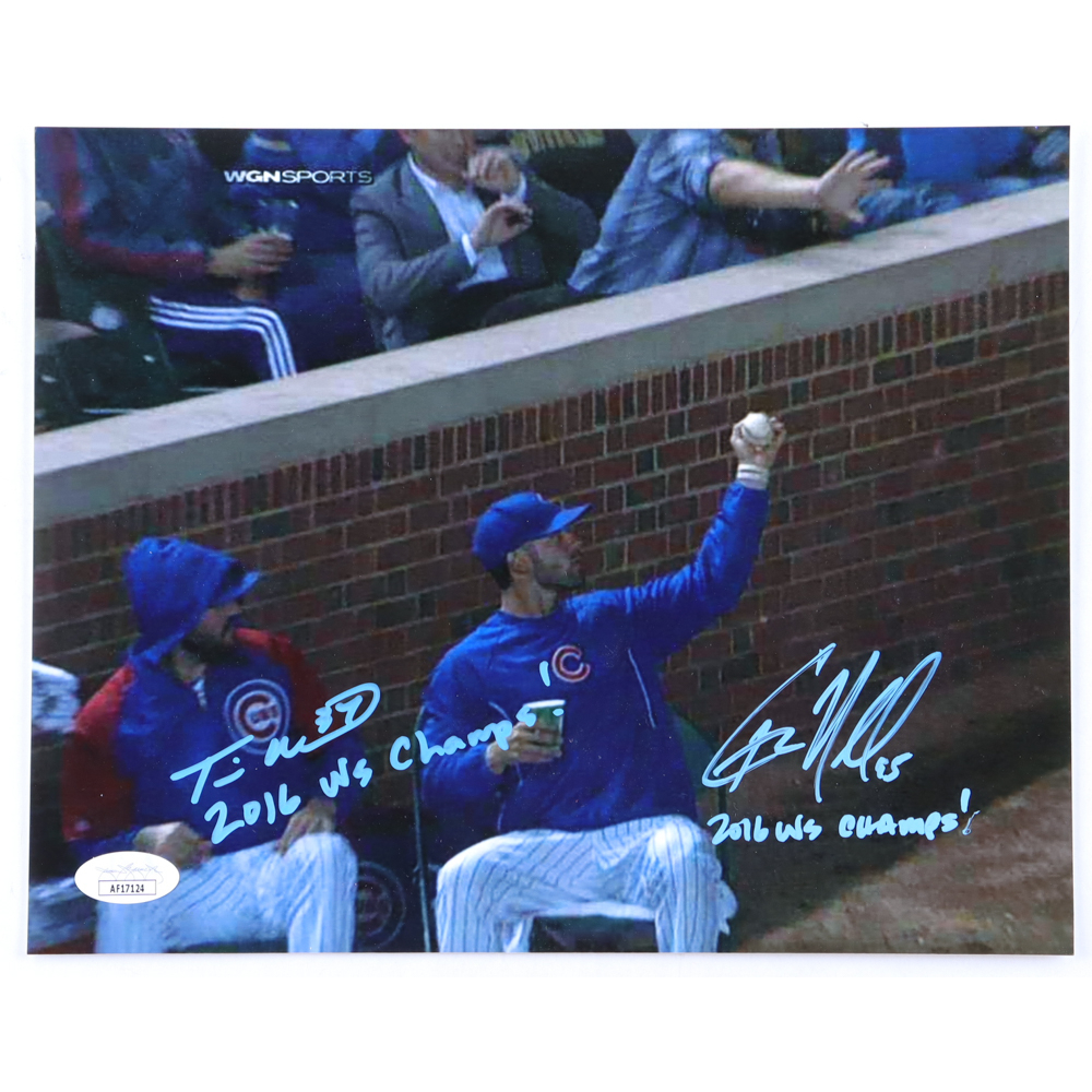 Chad Noble & Travis Wood Signed Cubs 8x10 Photo Inscribed "2016 WS ...