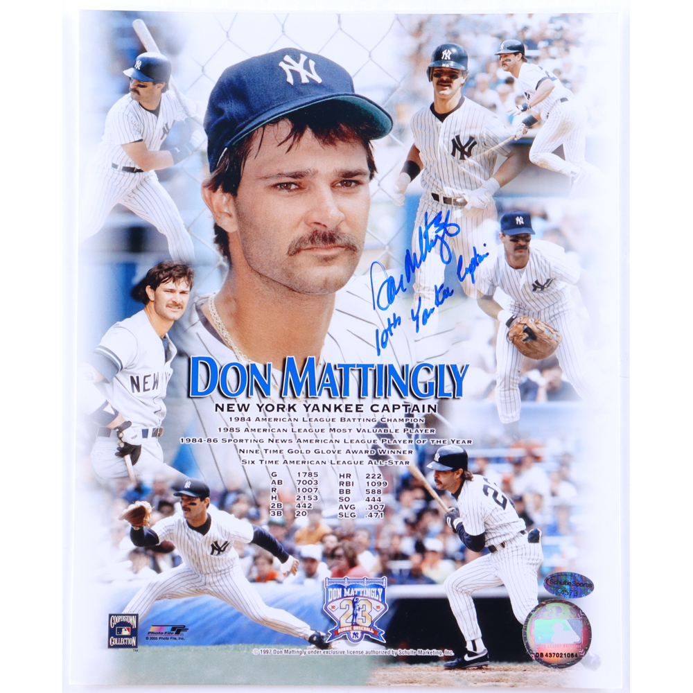 Don Mattingly Signed Yankees 8x10 Photo Inscribed "10th Yankee Captain ...
