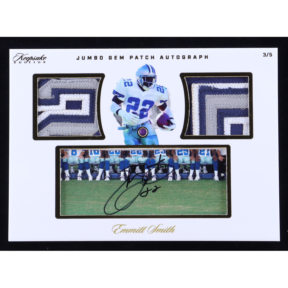 Emmitt Smith 2022 Keepsake Edition Jumbo Gem Patch Autograph #210 #3/5 ...
