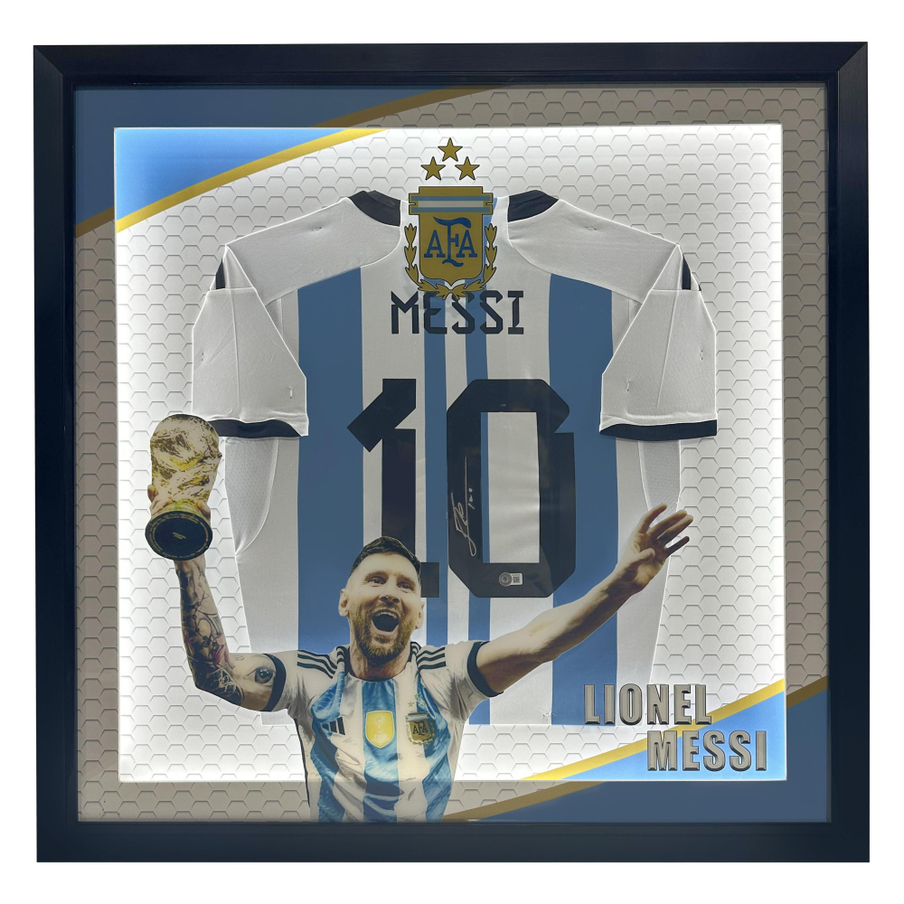 Lionel Messi Signed Argentina Custom Framed 3D LED Jersey Display ...