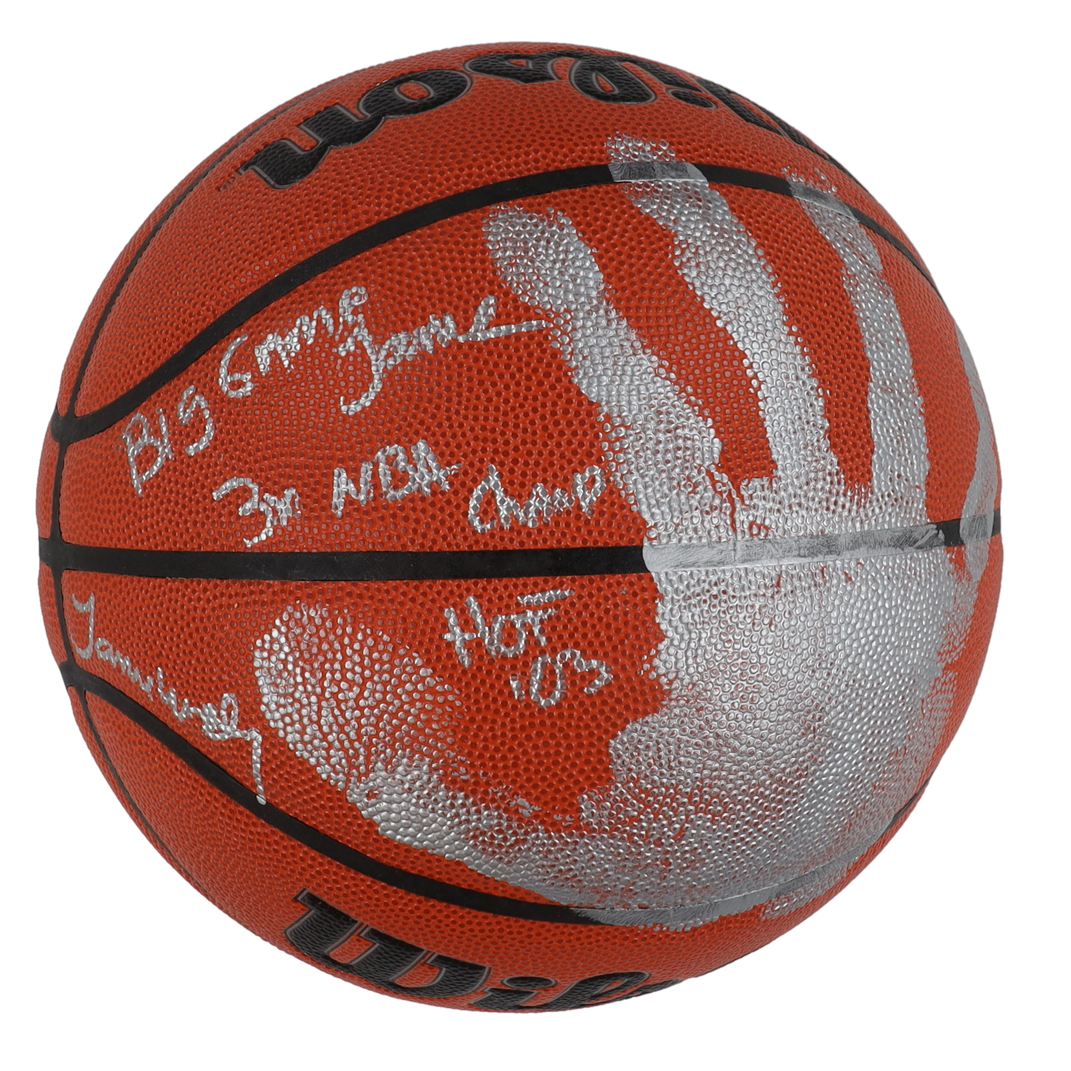 James Worthy Signed NBA Basketball Inscribed "Big Game", "3x NBA Champ ...