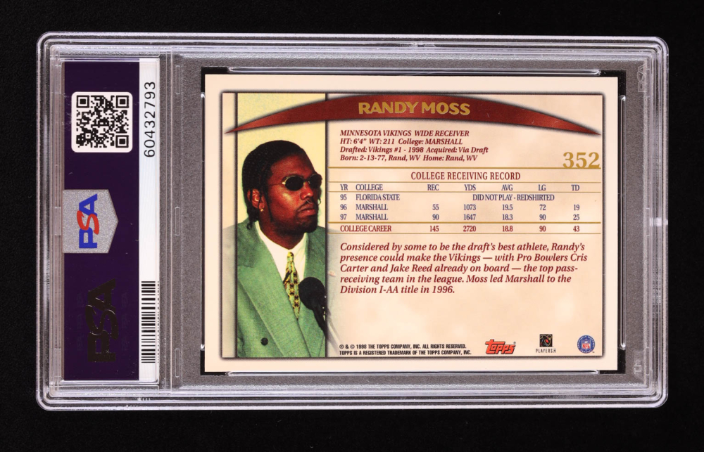 Randy Moss 1998 Topps #352 RC (PSA 9) | Pristine Auction