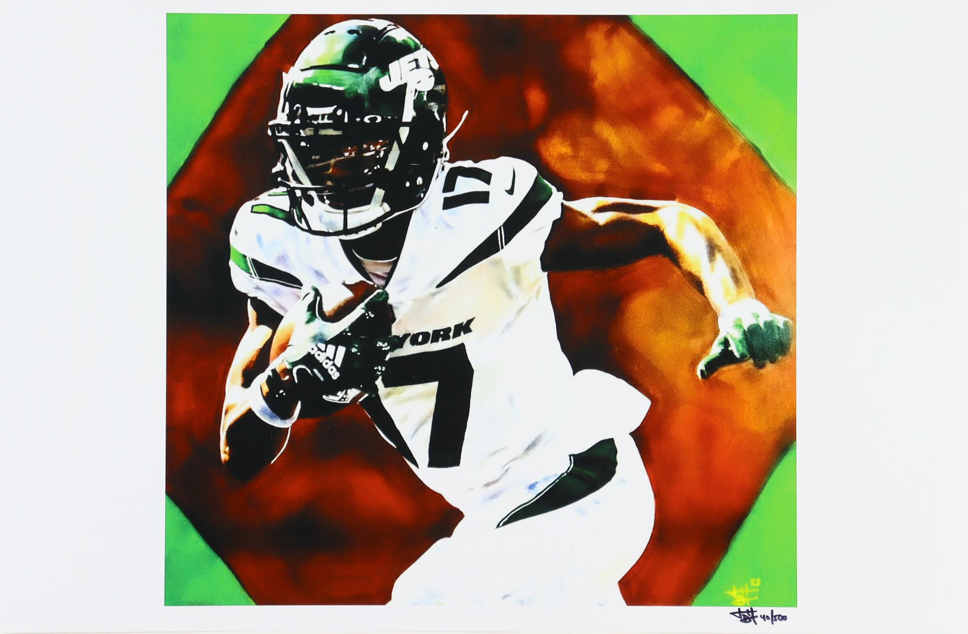 "Garrett Wilson" Jets LE 12x18 Lithograph by Joshua Barton #/500 (PA ...