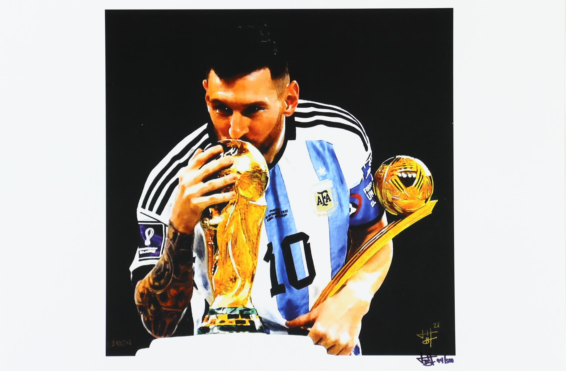"Lionel Messi" Argentina LE 12x18 Lithograph by Joshua Barton #/500 (PA ...