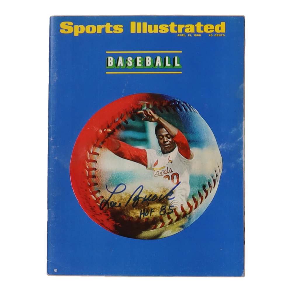 Lou Brock Signed 1968 Sports Illustrated Magazine Inscribed "HOF 85 ...